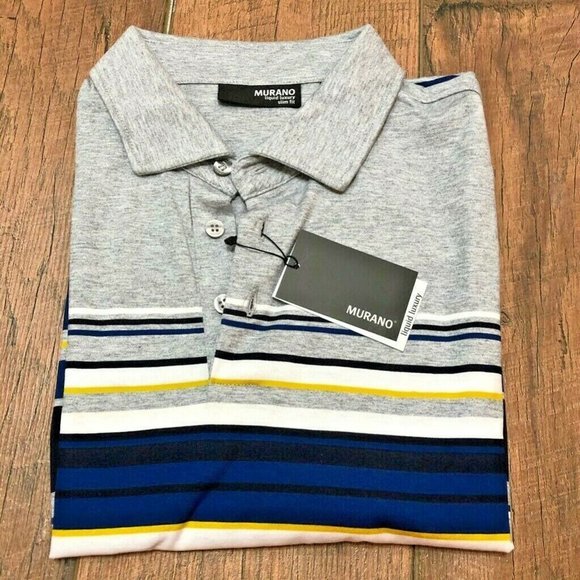 Murano | Shirts | Murano Liquid Luxury Mens Polo Shirt Gray Blue Hea ...
